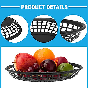Cezoyx 50 Pack Black Fast Food Basket, 8.9 x 5.6 x 1.5 inch Oval Bread Fry Baskets Plastic Food Serving Tray for Fast Food Restaurant Supplies, Deli Serving, Chicken, Burgers, Sandwiches, Fries