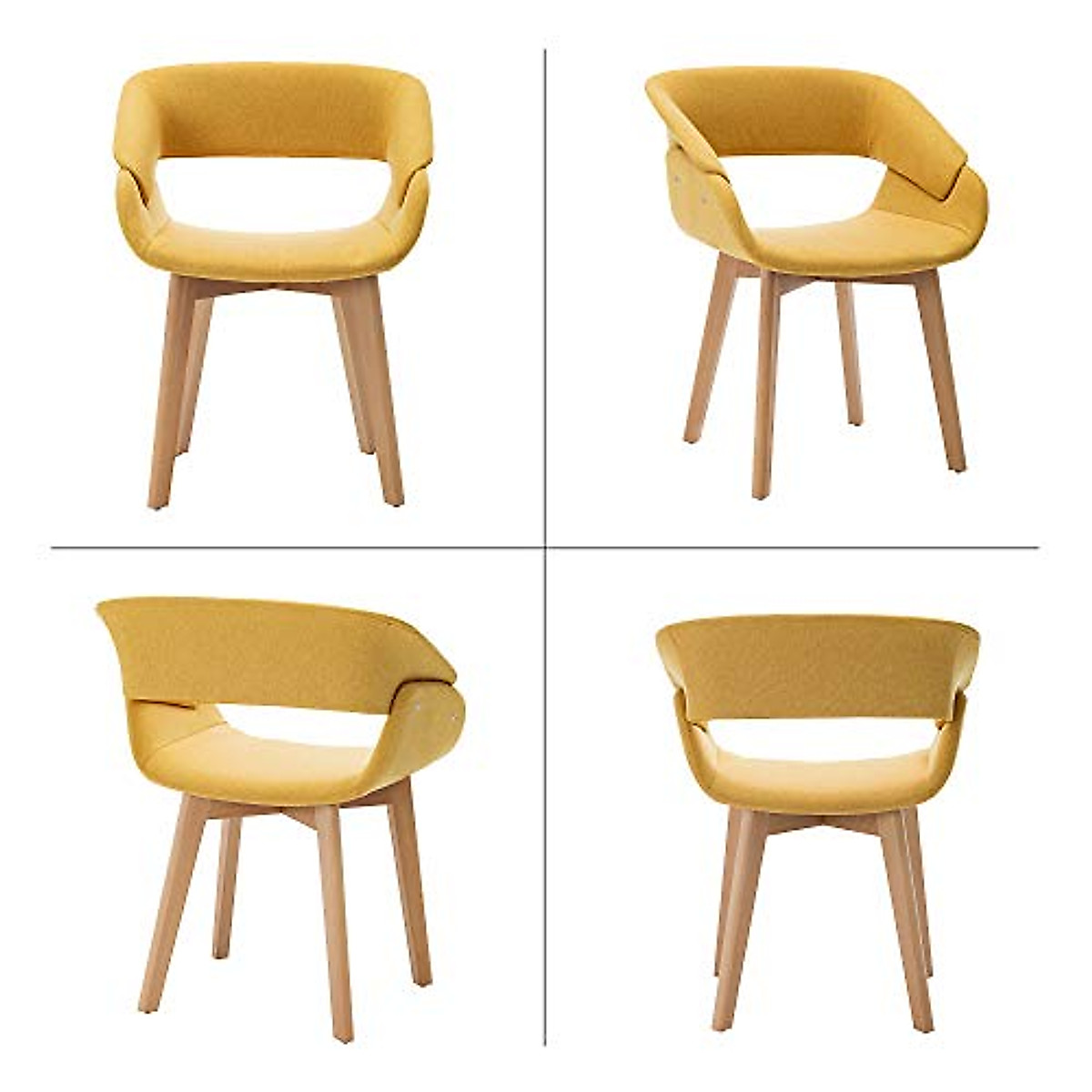 ivinta Modern Dining Room Chair Set of 2 for Kitchen, Mid-Century Upholstered Fabric Accent Chair with Solid Wood Legs