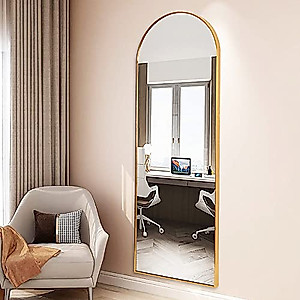 AyeWish Arched Mirror - 64"21", Aluminum Frame - Gold, Floor Standing or Wall Mounted