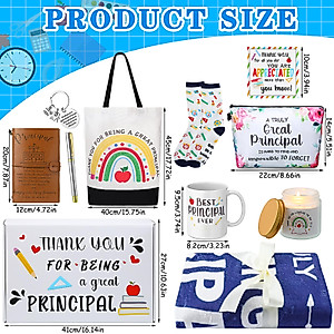 Skyygemm 11 Pcs Principal Gift Set Include Blanket Makeup Bag Coffee Mug Notebook Keychain Pen Tote Bag Sock Greeting Card Scented Candle Gift Box for Principal Retirement Birthday Graduation Gift