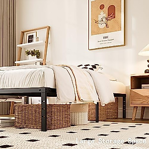 Besebay Twin Size Bed Frame 14 Inch Heavy Duty Metal Frames with Steel Slats Support Ample Storage No Box Spring Needed, Easy Assembly, Noise Free, Black