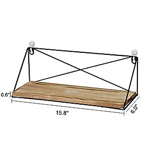 LASHMADY Wood Floating Wall Shelf,Floating Shelf Bathroom,Hanging Shelves 15.8 Inch,Rustic Home Decor,for Living Room, Kitchen, Bedroom