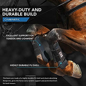 Harrison Howard Horse Tendon Boots Open Front/Fetlock Boot for Horse Protective Boots for Jumping, Trail Riding Set of 4