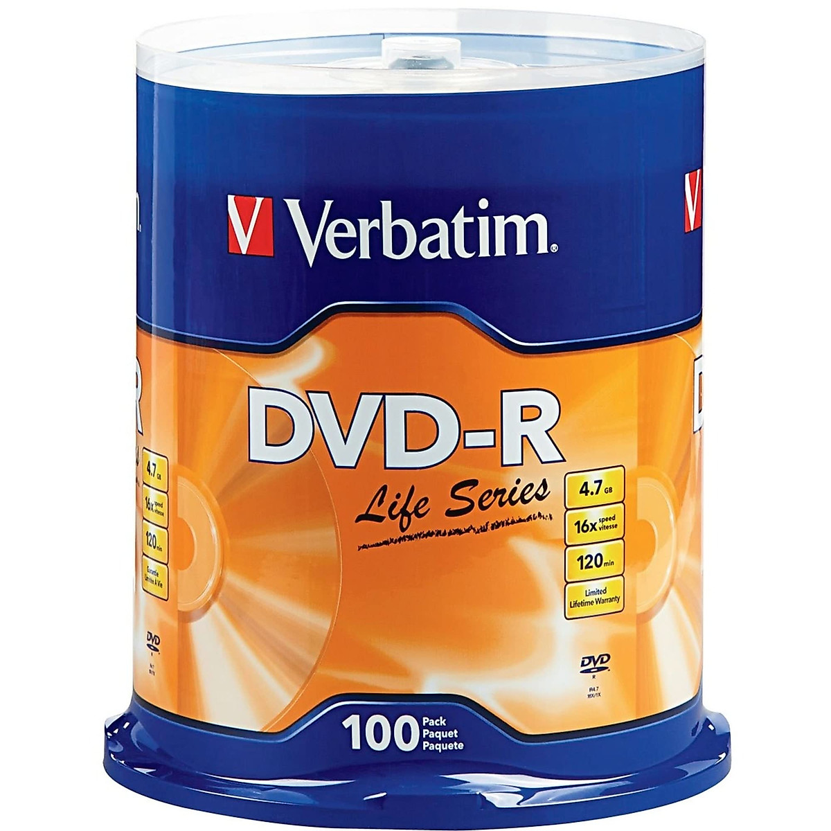 Verbatim® Life Series DVD-R Disc Spindle, Pack of 100