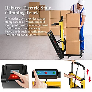 Electric Stair Climbing Hand Trucks Moving Heavy Objects Up and Down Stairs Effortless, 441 lbs Max Load Capacity, Folding Stair Climbing Dolly with Rubber Tracks for Easy Moving of Heavy Furniture