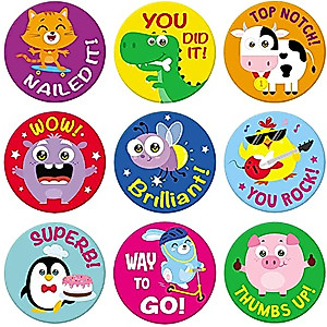 Sweetzer & Orange Reward Stickers for Teachers. 1008 Stickers for Kids in 9 Designs. 1 Inch School Stickers on Sheets. Teacher Supplies for Classroom, Potty Training Stickers, Motivational Stickers