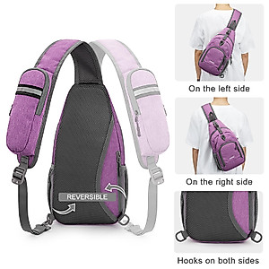 G4Free RFID Sling Bag Crossbody Sling Backpack Small Chest Shoulder Backpack Men Women Hiking Outdoor(Light purple)