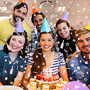 3000 PCS Rose Gold Silver 30th Happy Birthday Confetti Decorations with Diamonds Rose Gold 30th Birthday Party Table Decor Metallic Foil Confetti Scatter for Men Women Birthday Anniversary Party DIY