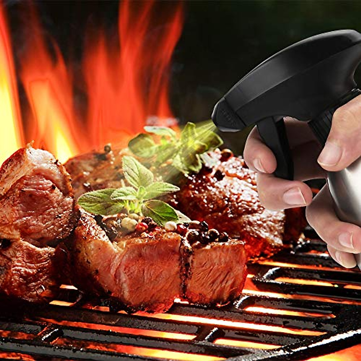 Accmor Olive Oil Sprayer, Vinegar Sprayer Dispenser, Safety Exquisitely Stainless Steel Container Seasoning Kitchenware Tools for BBQ, Cooking, Frying and Grilling (17oz (500ML))