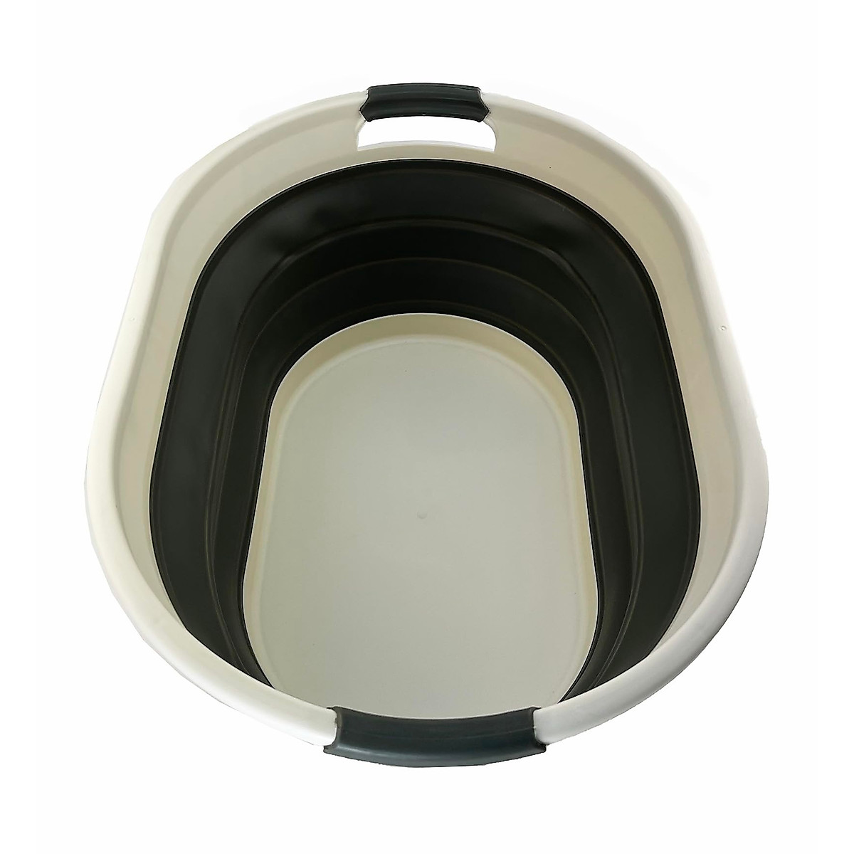 SAMMART 39L (10.3 gallons) Collapsible Plastic Laundry Basket - Foldable Washing Tub - Easy Storage & Pop Up Saving (Grey/Washed Black)