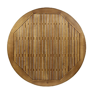 Christopher Knight Home Nick Outdoor Acacia Wood Round Dining Table, Teak Finish