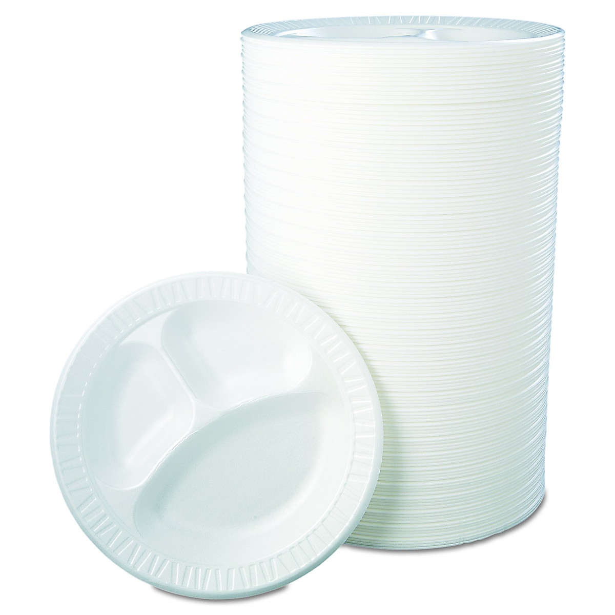 Dart 10CPWQR 10.25 in White Laminated Foam 3 Comp Plate (Case of 500)