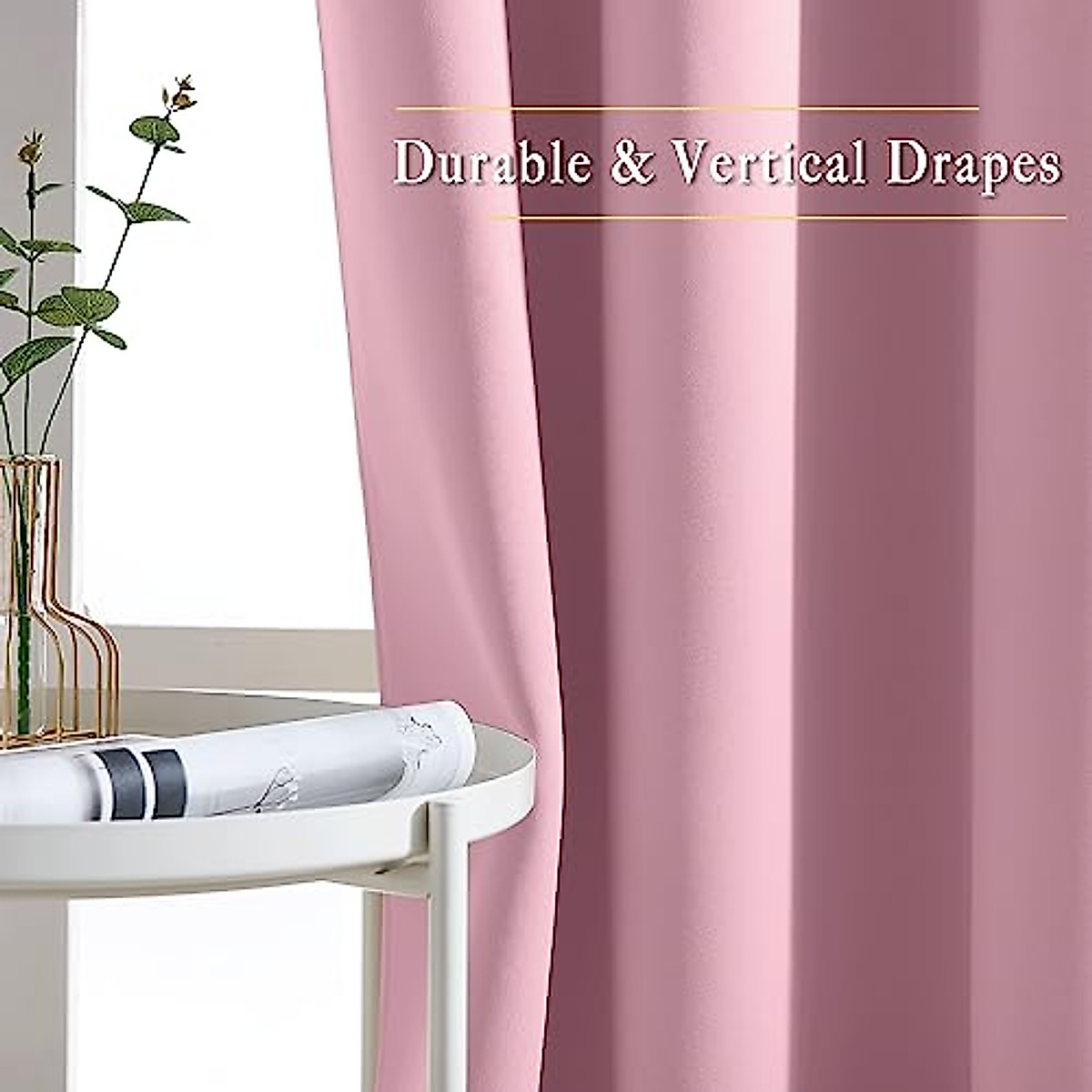 NICETOWN Crystal Pink Blackout Curtains for Bedroom - Grommet Blackout Thermal Insulated Room Darkening Sound Blocking Window Treatments for Girls Room/Teens, 2 Panels, W52 x L84