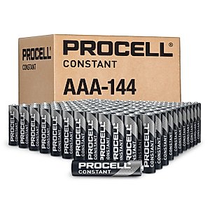PROCELL Constant AAA Long-Lasting Alkaline Batteries (144 Pack), 10-Year Shelf Life, Bulk Value Pack for Consistent Moderate Drain Professional Devices