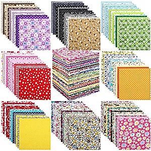 100 Pcs 10 x 10 Inch Quilting Cotton Fabric Bundle for DIY Sewing Fabric Precuts Quilt Squares Multi Color Printed Floral Square Patchwork Supplies for Quilting Patchwork, DIY Craft, Scrapbooking