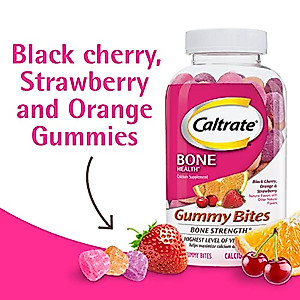 Caltrate Gummy Bites 500 mg Calcium and Vitamin D Supplement, Black Cherry, Strawberry, Orange - 100 Count