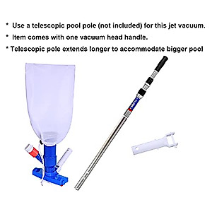 PoolSupplyTown Pool Spa Jet Vacuum Cleaner w/ Brush, Ideal for Frame Above Ground/Inflatable Pools, Spa, Hot Tub, Pond, Fountain Vacuuming, No Electric Power Needed, Use Water Pressure From Garden Hose to Vacuum (Use with A Telescopic Pool Pole, Not Inclu