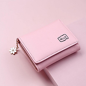 Segolike Women Wallet Mini Bifold Short Wallet with ID Window PU Leather Coin Purse Card Holder , Pink