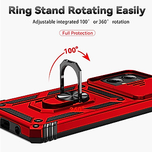 SunStory for Motorola Moto G Stylus 5G 2023 Case with HD Screen Protector & Slide Camera Cover & Kickstand, [Military-Grade] Phone Case for Moto G Stylus 5G 2023 (Red)