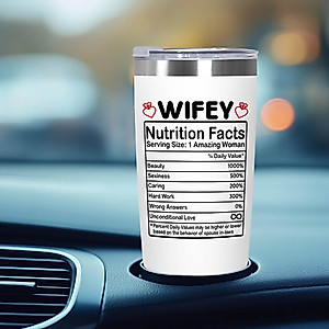 TEEZWONDER Anniversary Wedding Gifts for Her Wife - Stainless Steel Insulated Coffee Tumbler With Lid 20 Oz - Mothers Day Birthday Gifts for Women Wife from Husband