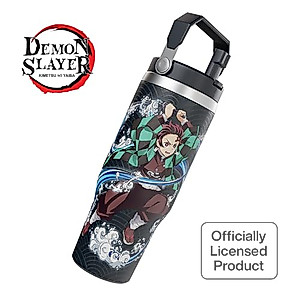 Demon Slayer Kimetsu No Yaiba Tanjiro Tumbler with Lid, 30 Oz Water Cup, Vacuum Insulated, Anime Water Bottle, Reusable Insulated Stainless Steel tumbler for Water, Iced Tea or Coffee