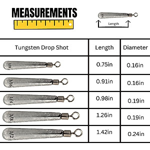 Reaction Tackle Tungsten Drop Shot (Black, Skinny, 1/2)- Tie on