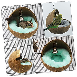 balacoo 3pcs cuttlebone Hanging Hideaway Swing Bird Playground Parrots hut habitats Parakeet Hamster Winter pet Wooden Bird House Lifelike Bird Bed Coconut Shell Bed House The Bird's nest