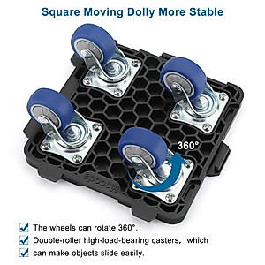 Insdawn Furniture Sliders,Furniture Dolly for Moving Dolly with 4 Wheels & Furniture Lifter, 600Lbs Load Capacity, 360° Rotation Wheels for Moving Heavy Duty,4 packs,Blue Wheels