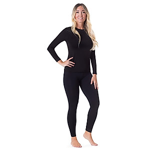 Rocky Thermal Underwear for Women (Long Johns Thermals Set) Shirt & Pants, Base Layer with Leggings/Bottoms Ski/Extreme Cold, Standard Weight (Black - Medium)