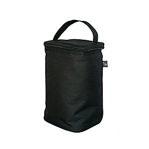 J.L. Childress Tall Twocool, Breastmilk Cooler, Baby Bottle & Baby Food Bag, Insulated & Leak Proof, Ice Pack Included, Fits 2-4 Bottles (Black)