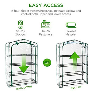 Best Choice Products 40in Wide 4-Tier Mini Greenhouse, Portable Indoor Outdoor Arboretum for Patio, Backyard, Nursery, Home Growing w/ Steel Shelves, Plastic Cover, Roll-Up Zipper Door