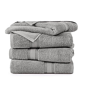 LANE LINEN Extra Large 100% Cotton Bath Sheets, 4 Piece Set, Quick Dry, Hotel Spa Quality Towels, 35 x 66 Inches, Space Grey