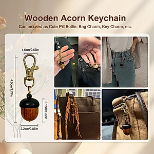 CGYGP Acorn Keychain, Wooden Acorn Canister,Fall acorn Locket Wood Acorn Nut Keepsake Pendant gift for men women