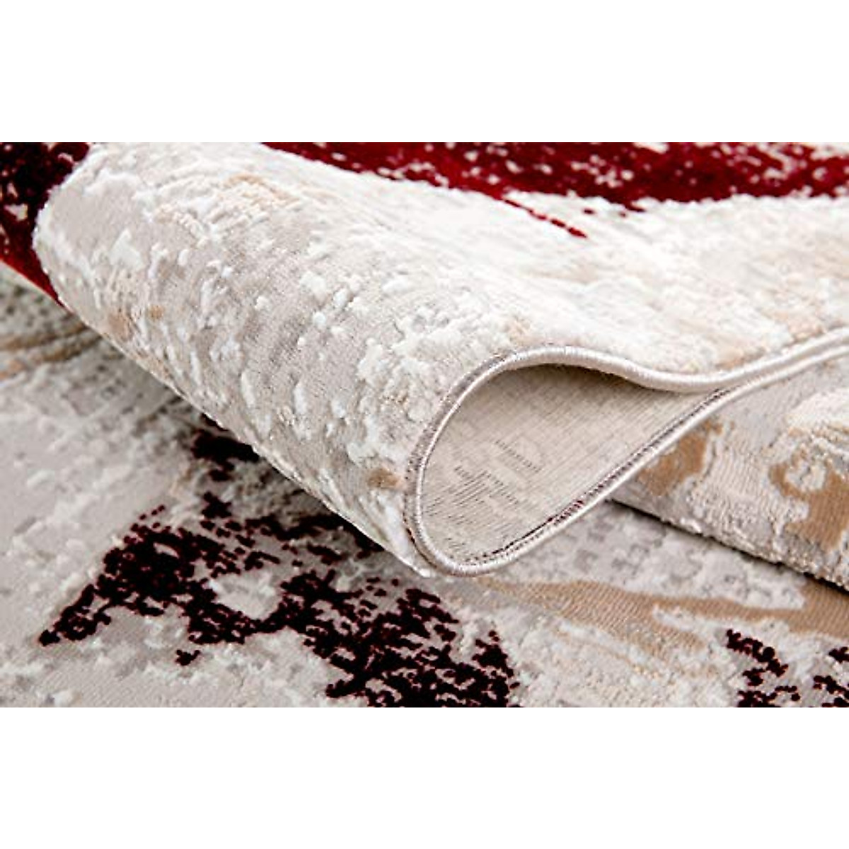 RUG BRANCH Cascade Contemporary Coastal Red Beige Indoor Area Rug for Living Room, Bedroom, Dining Room, and Kitchen - 8' x 10' (7'9" X 10'9")