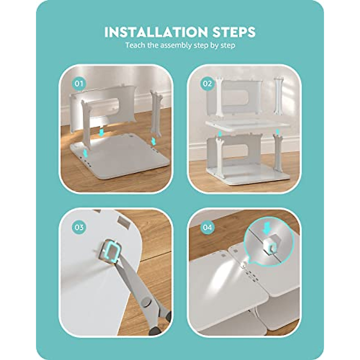 Baffect Shoe Rack Organizer, DIY Free Combination Plastic Shoe Storage, Stackable 8 Pair Shoe Shelf for Closet, Entryway and Hallway (4 Tiers)