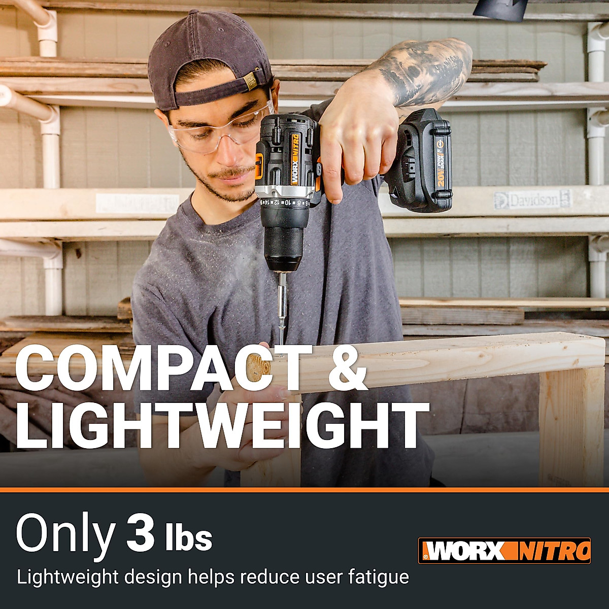 Worx Nitro 20V 1/2" Cordless Brushless Drill Driver 535 in-lbs. Torque and Heavy-Duty 1/2" Chuck, Drill Set with Storage Bag, Cordless Drill Power Share Compatible WX102L – Battery & Charger Included