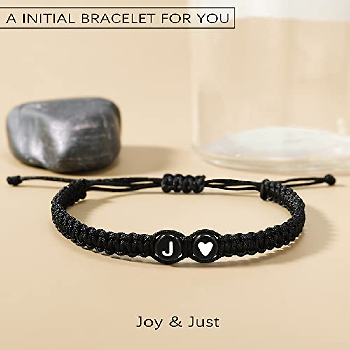 Btysun Initial Bracelets for Teen Girl and Boys Women Gifts for Girl and Boyfriend J Letter Bracelet Mom Gift Braided Adjustable Heart Charm Friend Birthday Graduation Retirement Anniversary