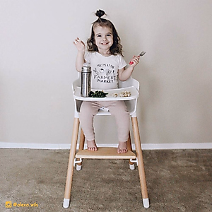 Wooden High Chair for Babies and Toddlers - with Harness, Removable Tray, and Adjustable Legs