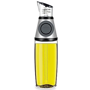 KITWILD Oil Dispenser Bottle for Kitchen, 17oz Olive Oil Dispenser, Cooking Oil and Vinegar Dispenser Bottle Oil Sprayer Bottle Clear Glass Refillable with Measuring Scale Pump
