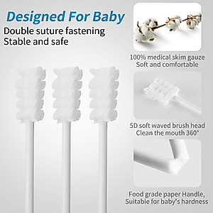 Mokoala 60Pcs Baby Tongue Cleaner, Baby Toothbrush, Disposable Baby Mouth Cleaner, Soft Gauze Toohthbrush Newborn Oral Cleaning Stick Dental Care for 0-36 Month Baby