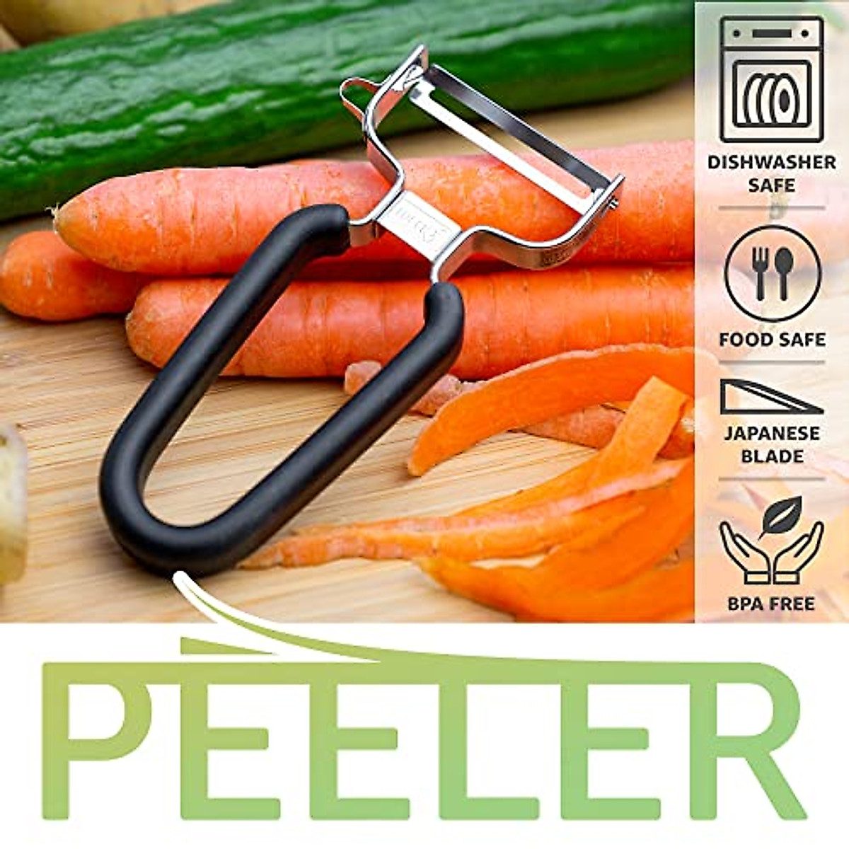 LURCH Germany Universal Ultra Sharp Stainless Steel Vegetable Y Peeler for Potatoes, All Fruits & Veggies | Non-Slip Comfortable Handle | 5.1 x 2.3 Inches / 13 cm x 6 cm - Black