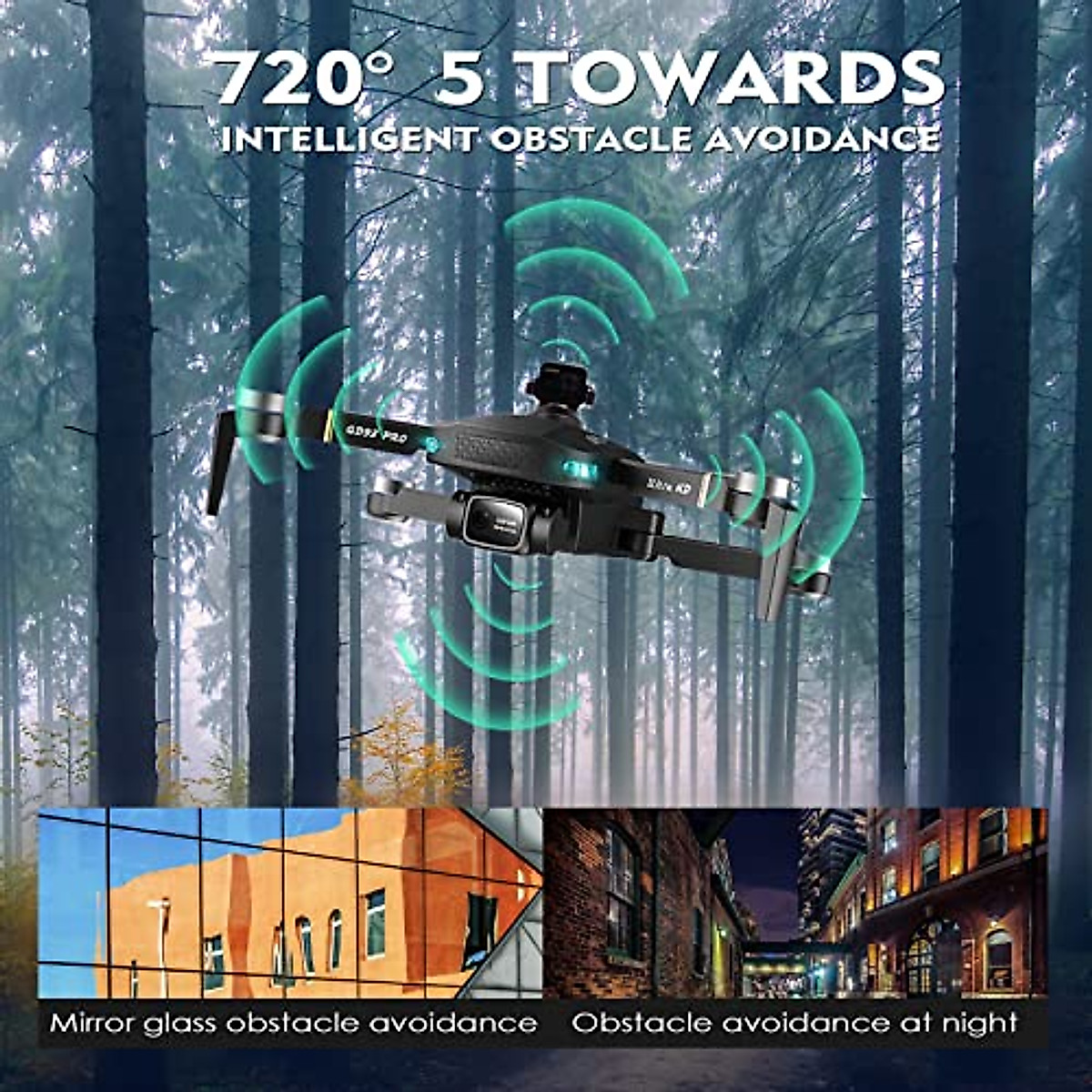 NEW Drone Pro Obstacle Avoidance GPS Drone with 4K EIS Camera for Adults Beginner Professional Foldable FPV RC Quadcopter with Brushless Motor, Auto Return Home, Selfie, Follow Me, Waypoints Fly , Circle Fly, Auto Hover, Headless Mode with Carrycase (GD93