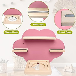 OPERMAXER for TonieBox and Tonie Shelf Cloud, Tonies Storage for Tonie Figures Characters, Floating Shelves Magnetic Wall Shelf for Children Play Room, Charging Station, Pink（3 Pcs）