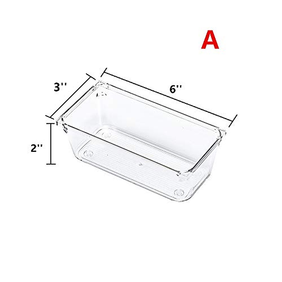 Slideep Clear Desk Drawer Organizer Trays, Dresser Desk Drawer Dividers Large Capacity Plastic Storage Bins for Cosmetic, Makeup Trays, Kitchen Gadgets, Office Accessories, 4 Different Sizes, 6 Pcs