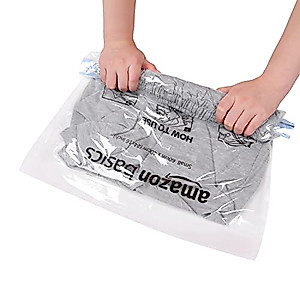 Amazon Basics Roll-Up Travel Storage Bags, 12 Packs of 6 (Small & Medium), Multiple, Clear