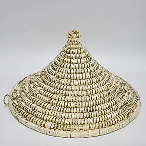 Wakauto Handmade Straw Hat Straw Weaving Pot Cover Conical Home Lampshade Cover (Beige)