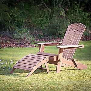 Plant Theatre Outdoor Footstool - Acacia Wood Outdoor Ottoman Foot Rest - Adirondack Furniture for Patio, Backyard, Balcony, Deck