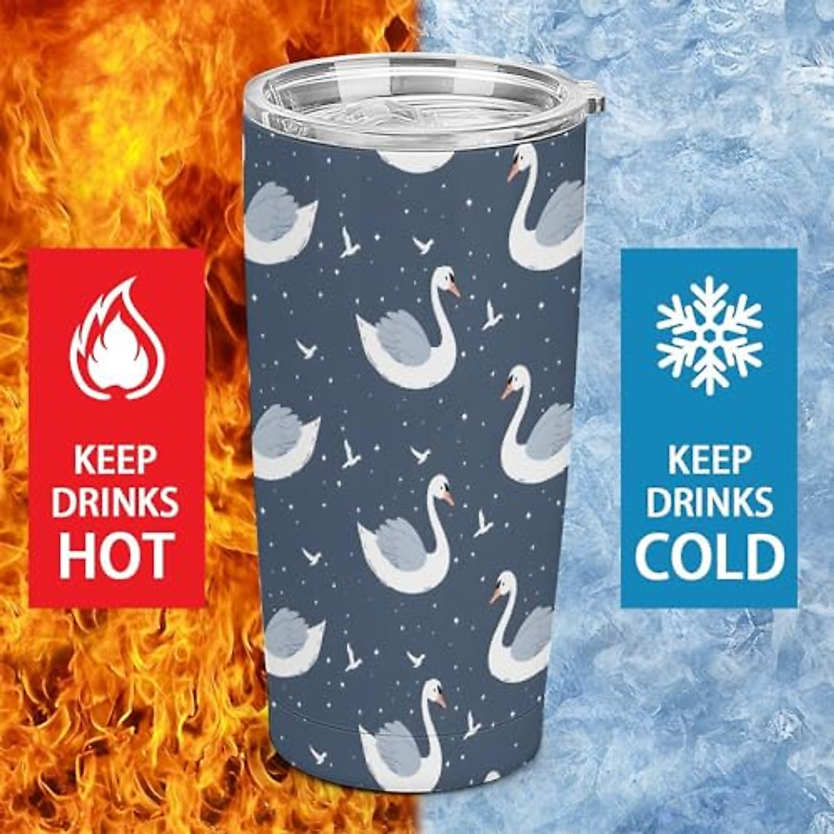 KIOWEIR Duck And Dark Background Stainless Steel Tumbler 20oz With Lid And Straw, Insulated Tumblers Coffee Cup, Travel Mug for Ice Drink & Hot Beverage for Women Men Boys Girls