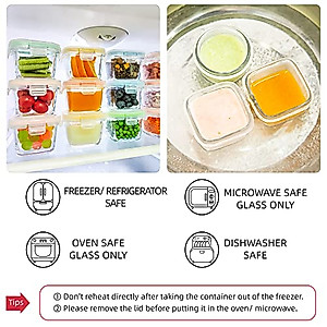 YARYOUNG 24 Pack 5oz Small Glass Food Storage Containers, Tiny Food Containers with Locking Lids Leak-proof, Glass Food Jars for Storing and Freezing food, Oven & Dishwasher Safe, BPA Free, Square