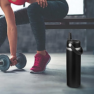Hydroflask Lids with Straw 32 oz 40 oz Compatible with Hydro Flask Wide Mouth 64 oz Water Bottle, Cap Replacement with Straws, Hydro Flex Handle Top, Flask Water Bottle Accessories(Black 2 Pack)
